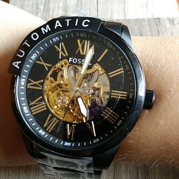 Fossil | Accessories | Fossil Skeleton Automatic Ion Black Mens Watch ...